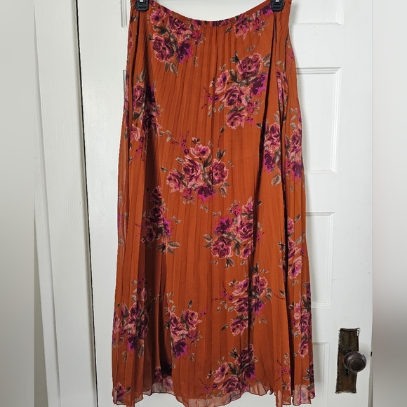 Elle | Skirts | Boho Flowy Burnt Orange Floral Maxi Skirt | Poshmark